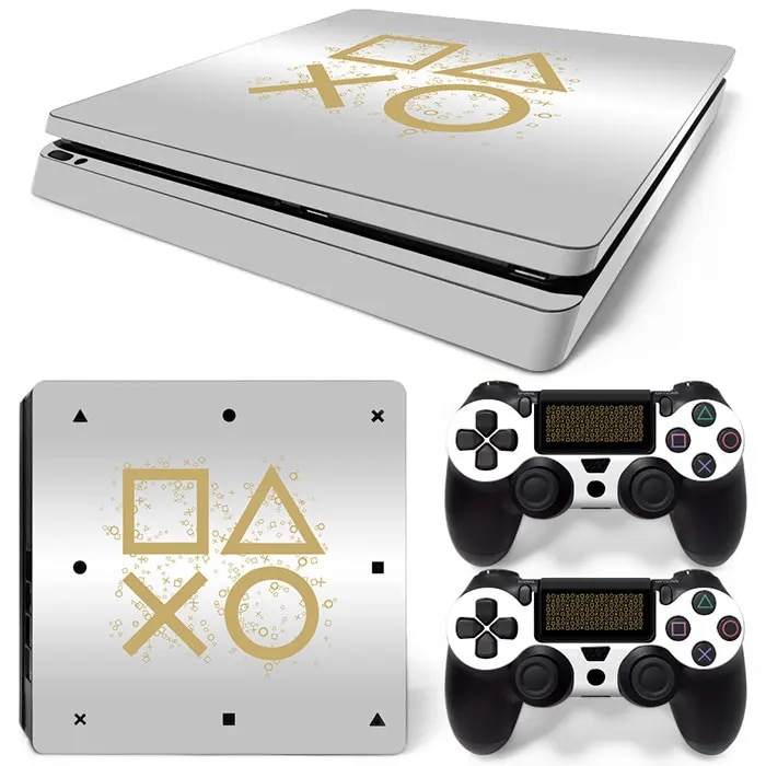 For PS4 Slim Console and 2 Controllers Skin Sticker PS4 Geometry Design ...