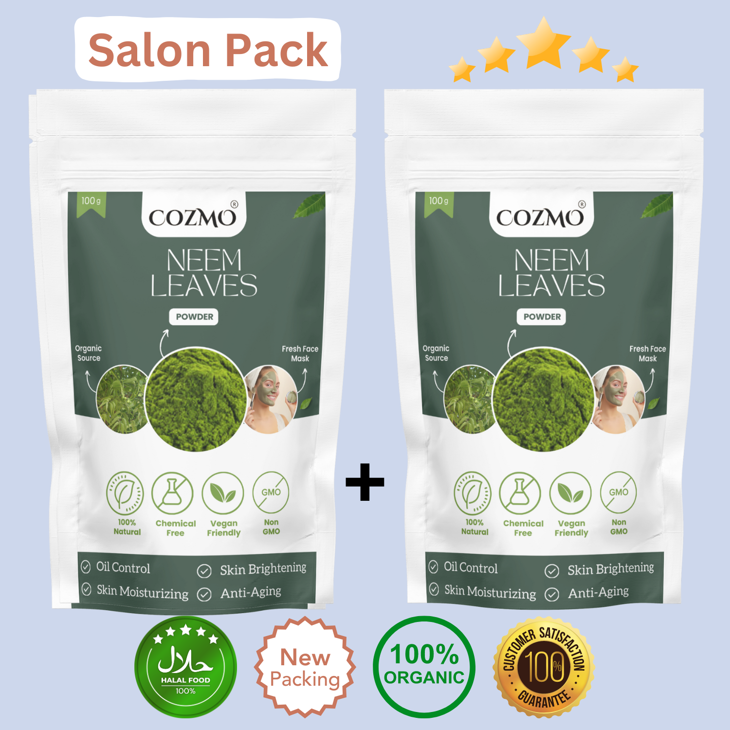 Pack of 2 Neem Leaves Powder - Wild Neem Leave Powder - Dried Neem ...