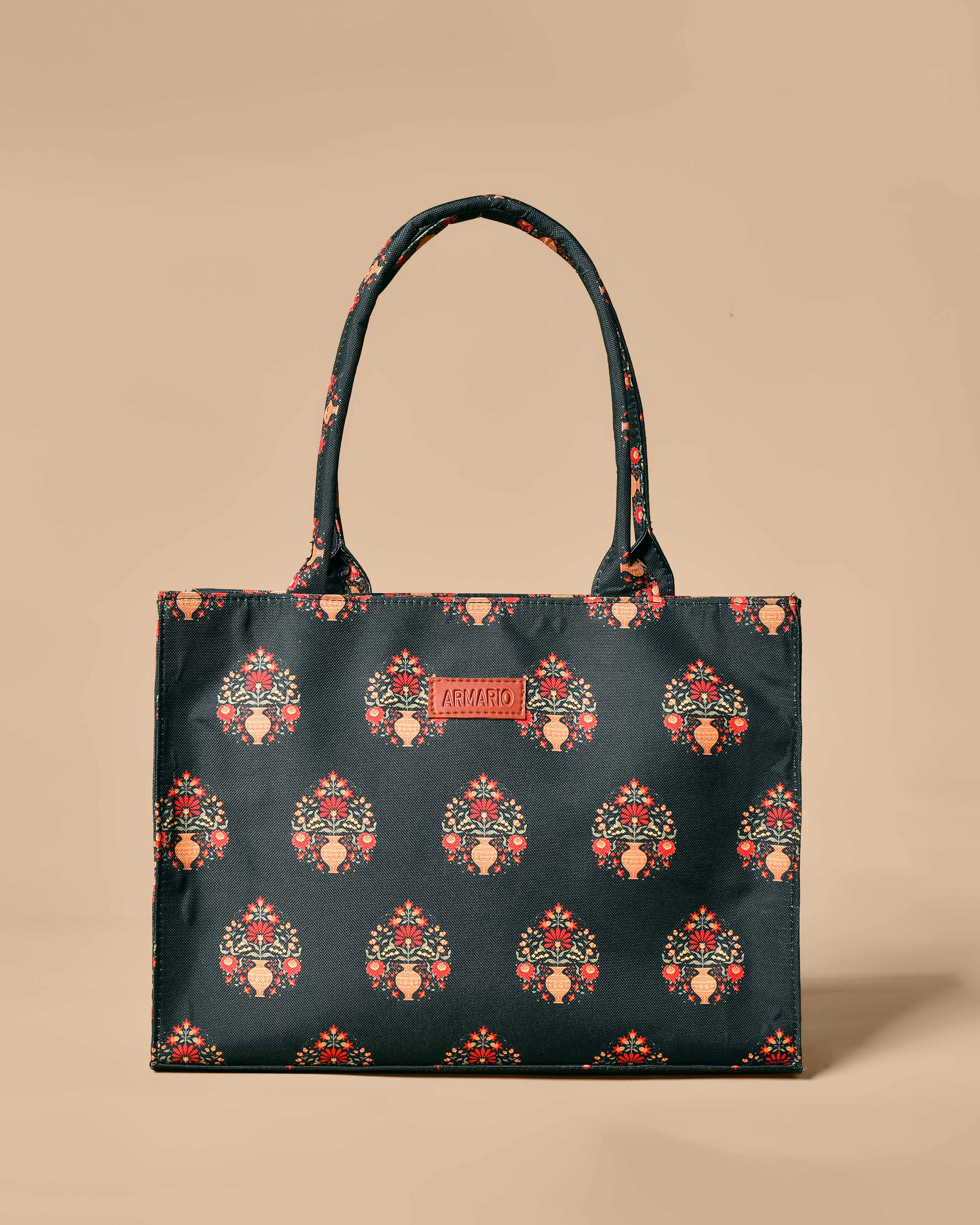 Armario || Taj Guldasta Black Tote Bag || Handicraft Fabric Tote Bag ...