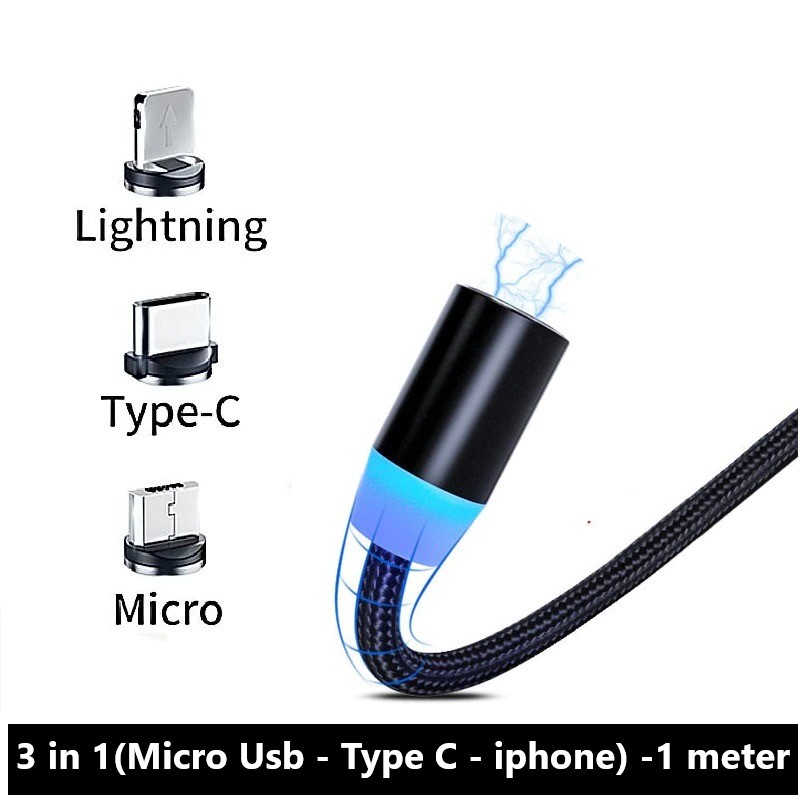 3in1 Magnetic Charging Cable With Micro Pin plug head 2.4A Fast ...