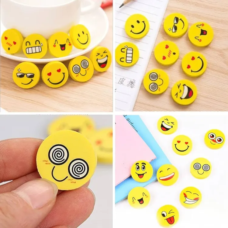 Smiley Face Erasers for Kids / Cartoon Eraser Emoji Stylish Erasers for ...