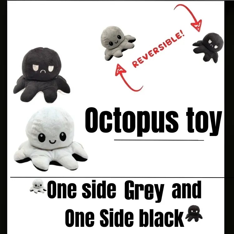 Reversible Octopus Plush, Adorable, Soft Cotton Soft, Double Sided Gift ...