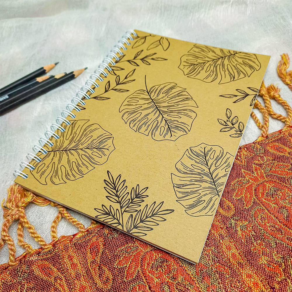 MyKitab - " LEAVES " A5 Kraft Spiral NoteBook|Notebook for Girls and ...