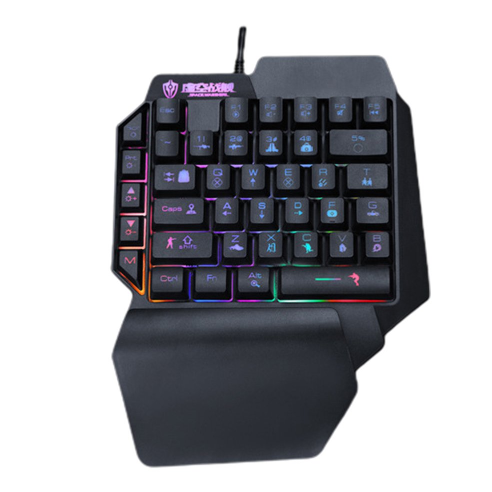 One Handed 35 Key Mechanical Gaming Keyboard Backlit Portable Mini ...