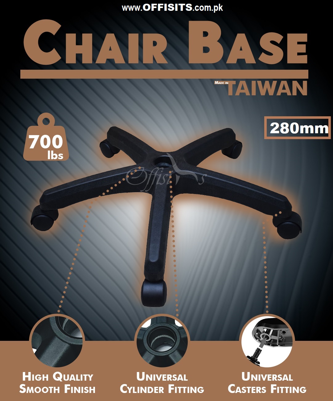 Heavy Duty chair base - 280mm - For Computer Chairs - Lab Chairs - Lab ...