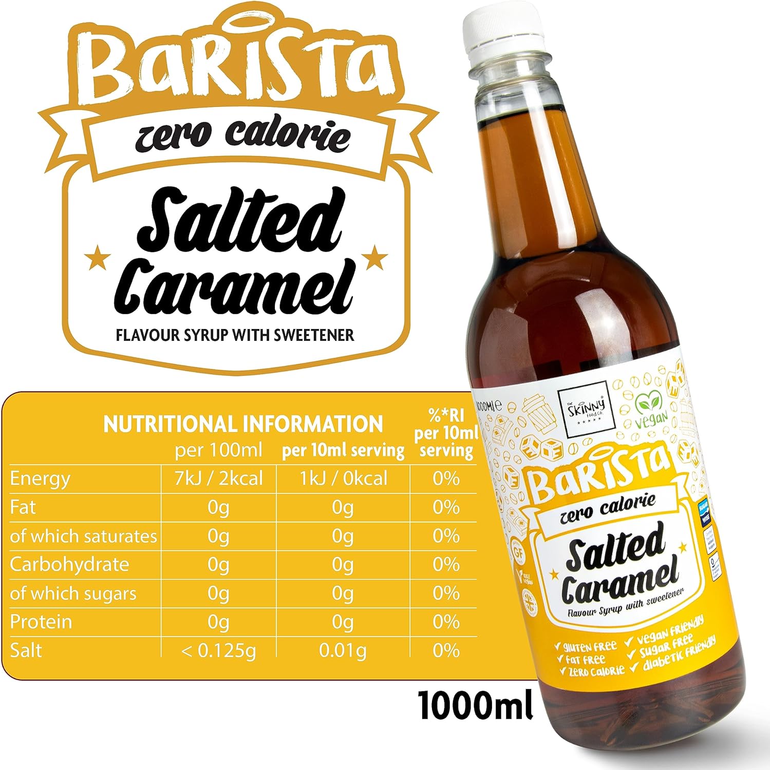 Skinny Food Co Hazelnut Praline Syrup Zero Calorie 1L - Sugar Free ...