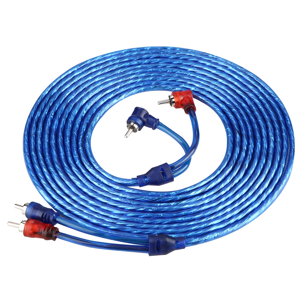 5 Meter AUTO Car Blue Transparent RCA Audio Interconnect Cable Ultra ...