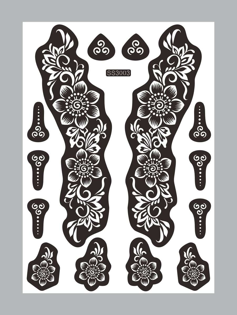 Beautiful Mehndi Stickers, Henna Design Stickers, Henna Stencils ...