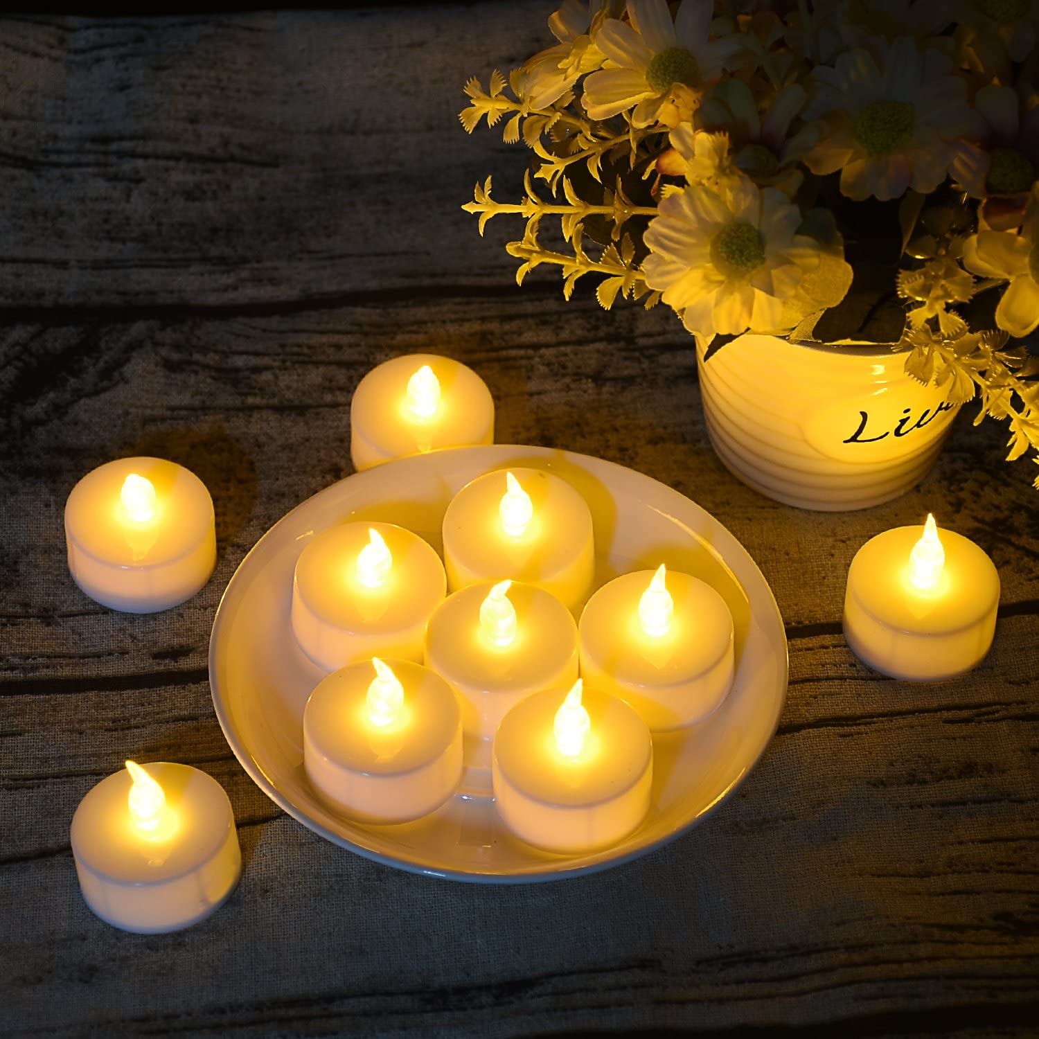 LED Flameless Tea Light Candles Pack of 1 to 24 Battery Operated ...