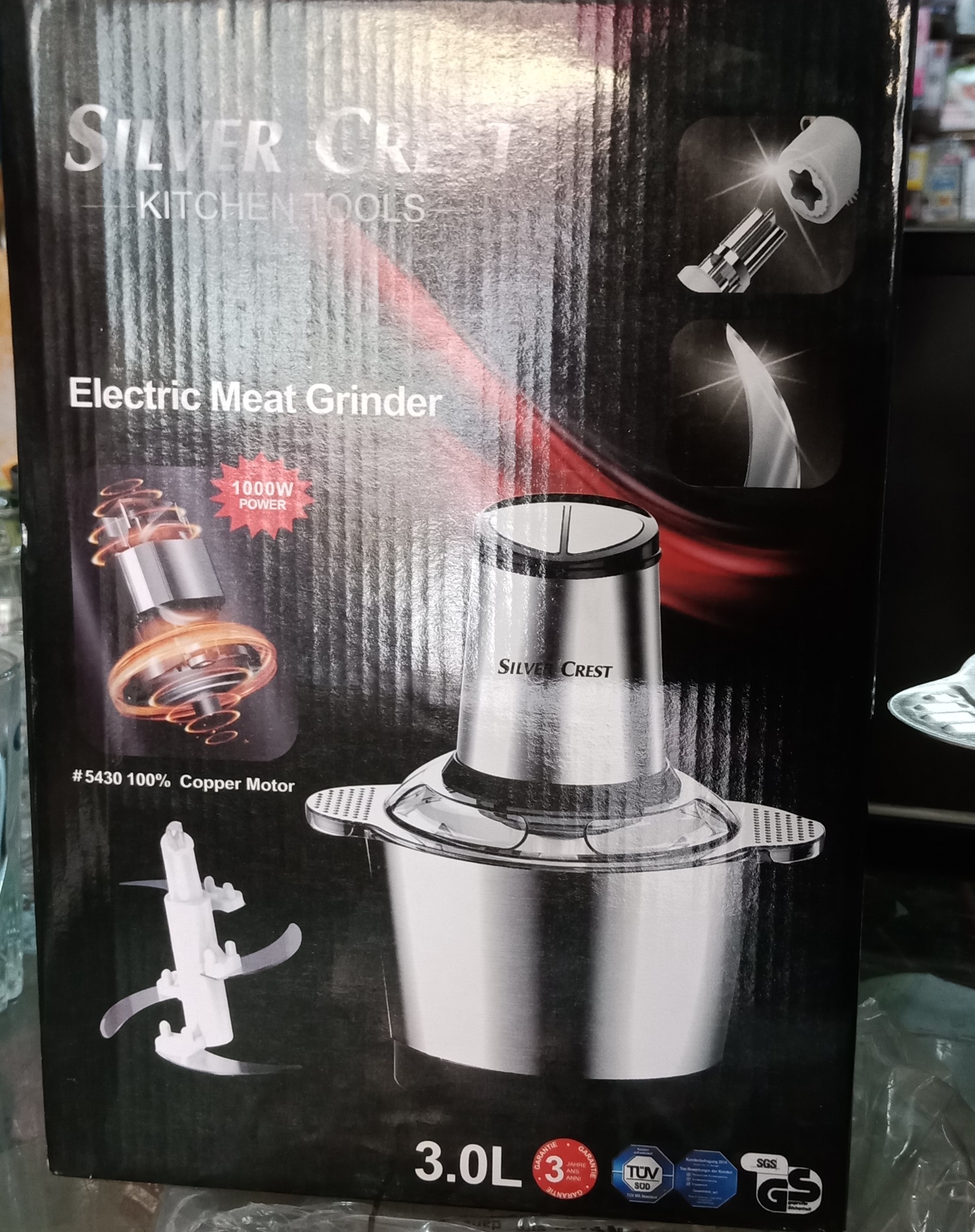 Meat Chopper Grinder Electric Silver Crest - SUS 304 stainless steel Bowel Capacity 3L, 1000W ...