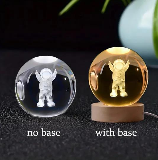 Crystal ball 6cm 3D Crystal Planet Night Light Laser Engraved Solar ...