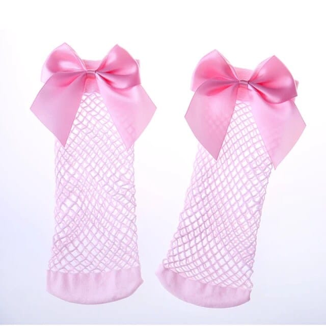 Fishnet socks with bow fishnet stretchable mesh socks for Baby girls ...