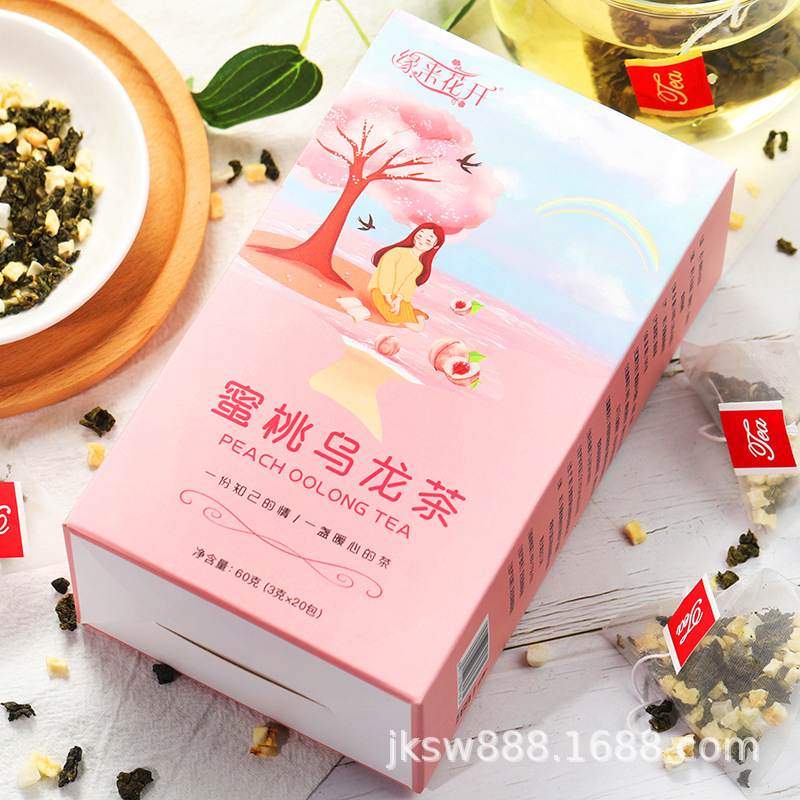 Honey peach oolong tea triangle bag flower tea processing gift box ...