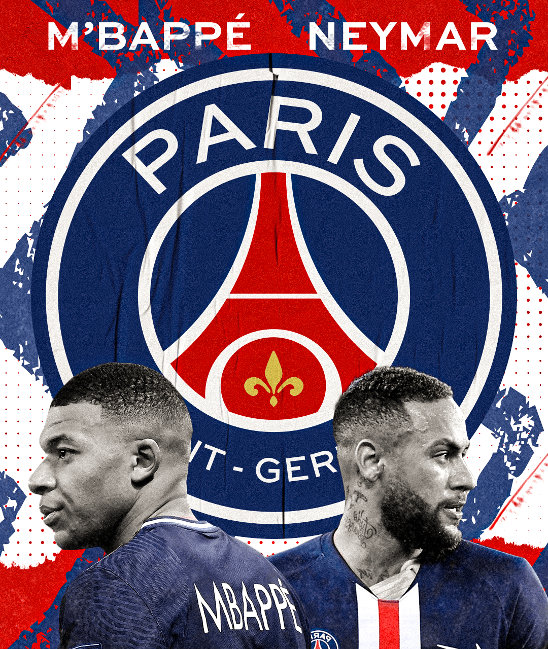 Kylian Mbappe & Neymar Junior PSG Football Enthusisats Nostalgic Posters Room Posters Vinyl ...