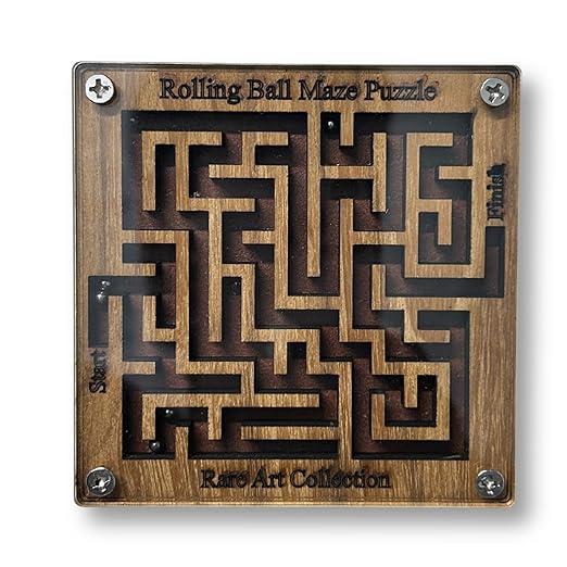 RAC Wooden Acrylic Glass TOP 3.5X 3.5 inch Square 5 Rolling Balls Maze ...