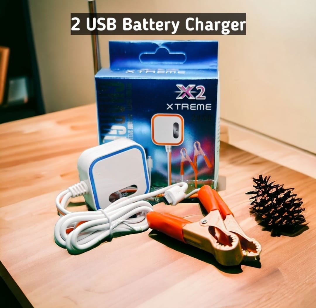 X2 Xtreme Battery Charger clipper 2 USB ports( Battery DC Mobile Phone ...