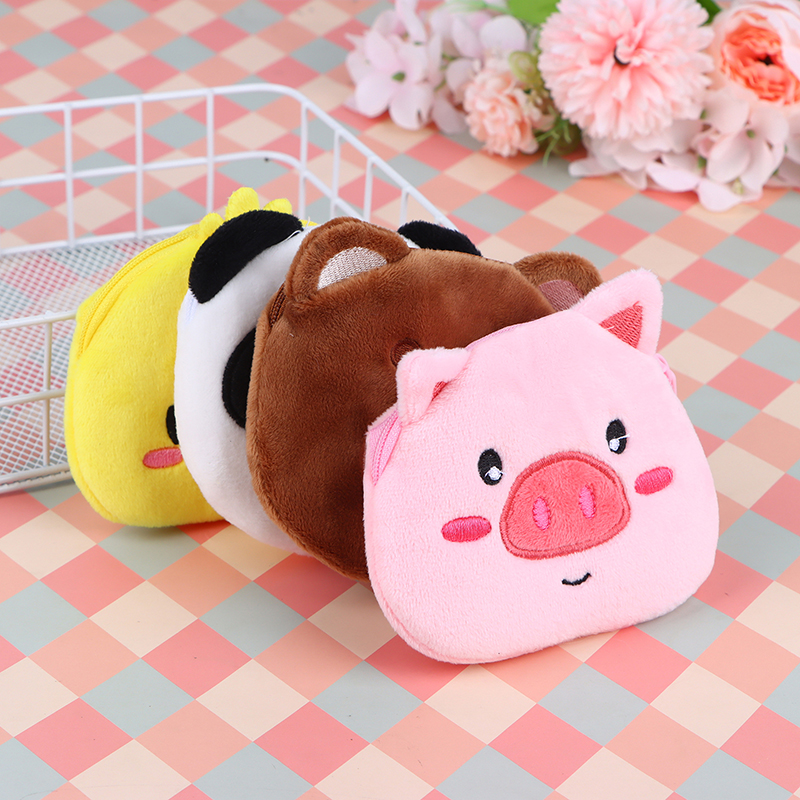 Cartoon Plush Animal Coin Purse Cute Panda Piggy Zipper Money Change ...