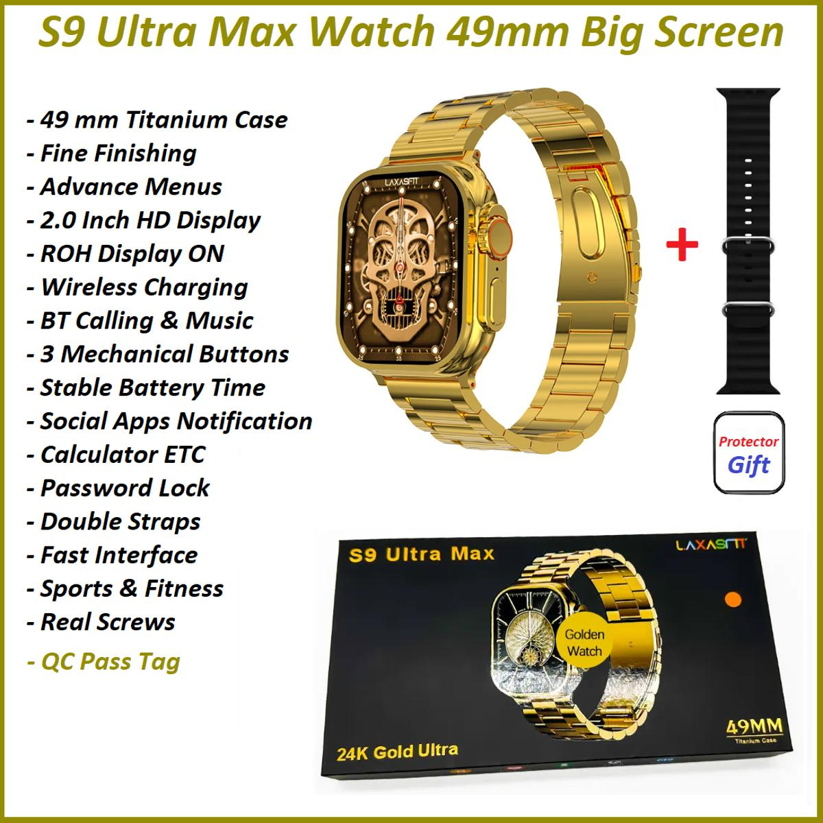 S9 Ultra Max Smart Watch - Golden Edition - 49mm Dail Size - Bluetooth ...
