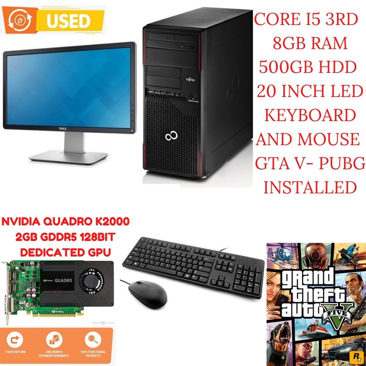 Renewed - Fujitsu Tower Gaming PC - Core i5 3rd Gen - 8GB RAM - 500GB ...