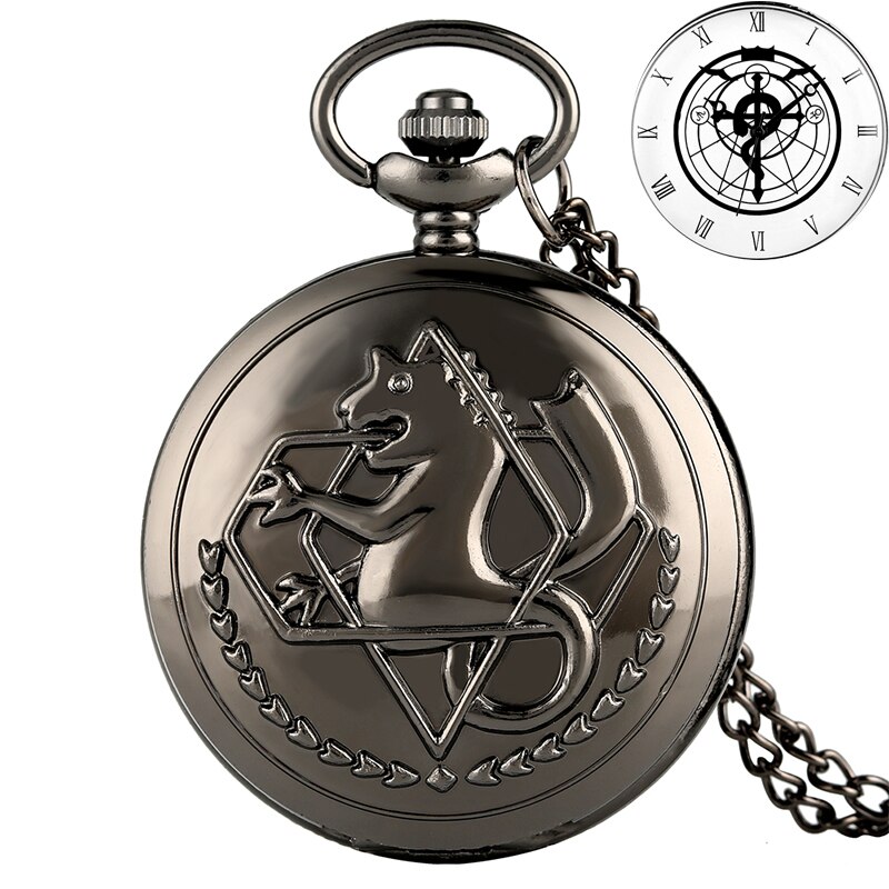 Simple Silver Fullmetal Alchemist Cosplay Quartz Pocket Watch Edward ...
