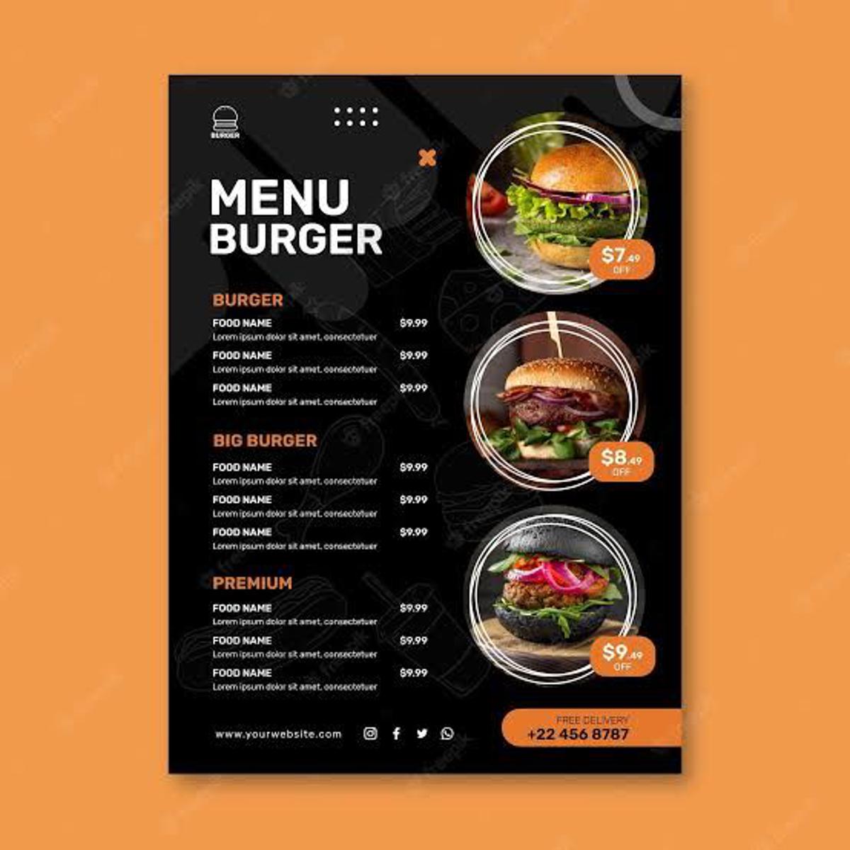 Fast Food Restaurant A4 size Menu Designing with High Resolution ...