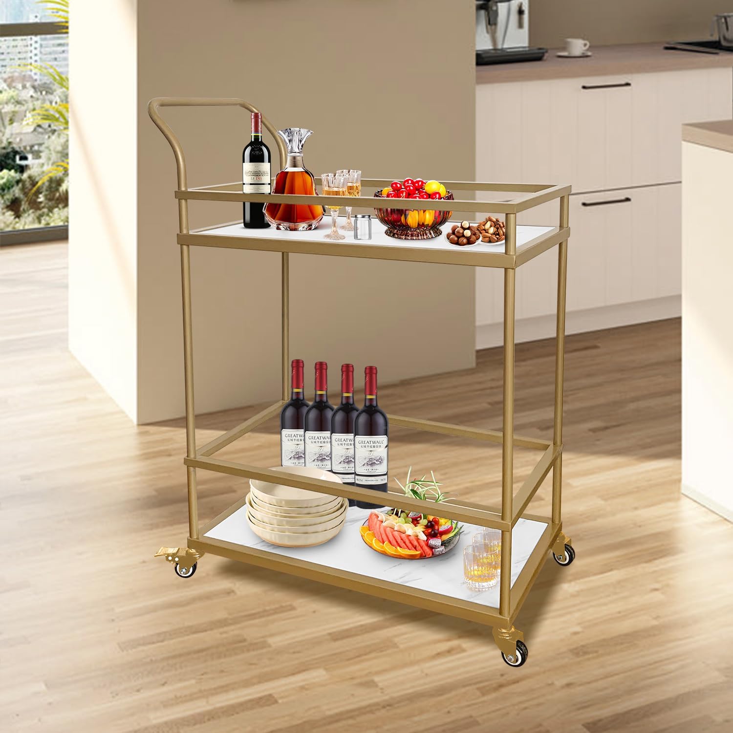 Storage Rack Bar Cart for The Home, 4-Tier Bar Cart, Easy to Assemble ...