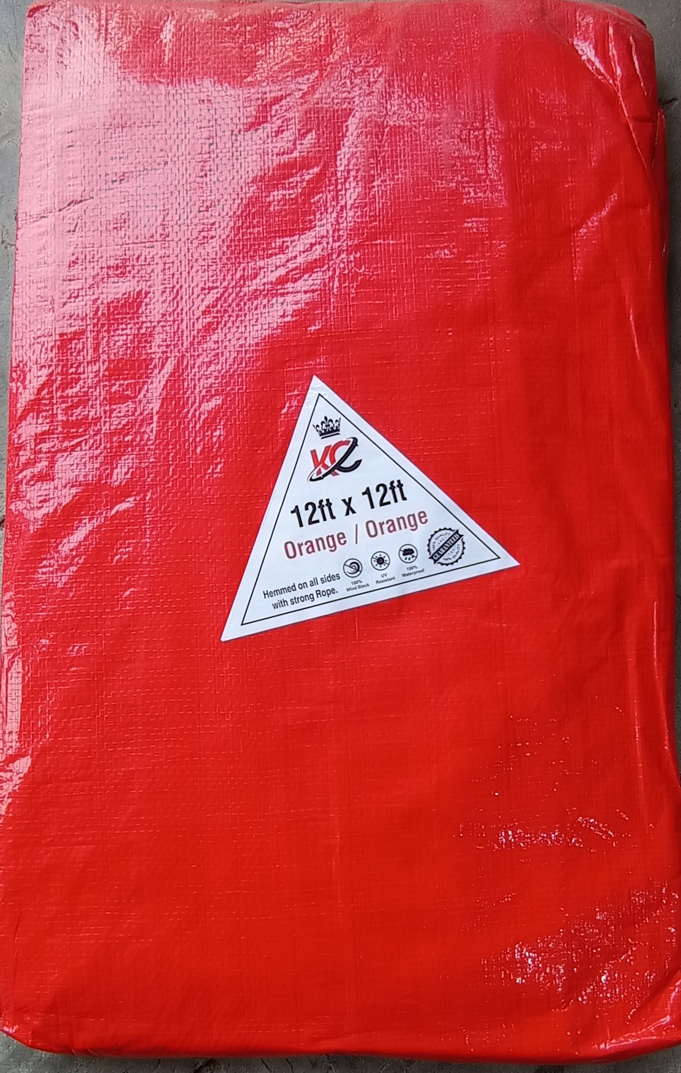 Heavy Duty Orange Plastic Tarpal waterproof All sides stitched with ...