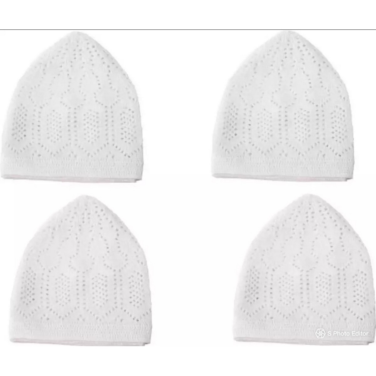 Turkish imported net prayer namaz caps white color pack of four | Daraz.pk
