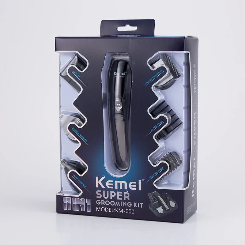 Kemei KM 600 11 in 1 Grooming Kit | Rechargeable Hair Clipper And Trimmer Set with Adjustable ...