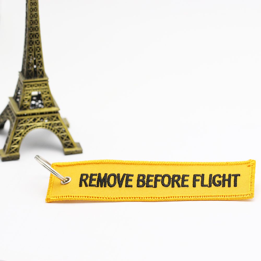 Canvas Embroidered Special Remove Before Flight Label Keyring Luggage ...