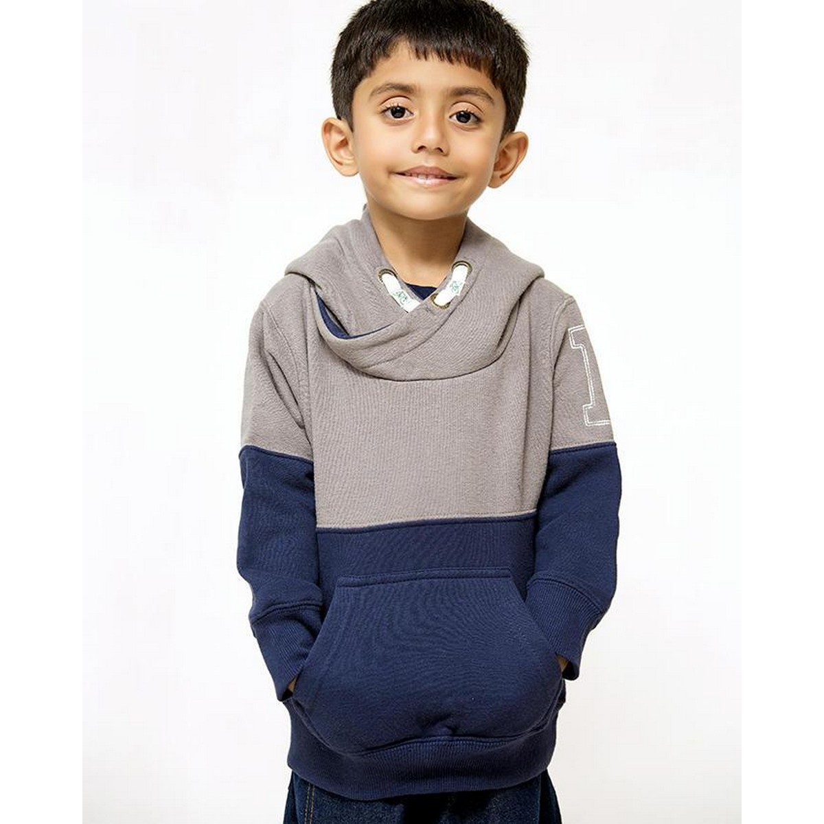 Navy Blue & Grey Fleece Hoodie for Boys - SW-023 | Daraz.pk