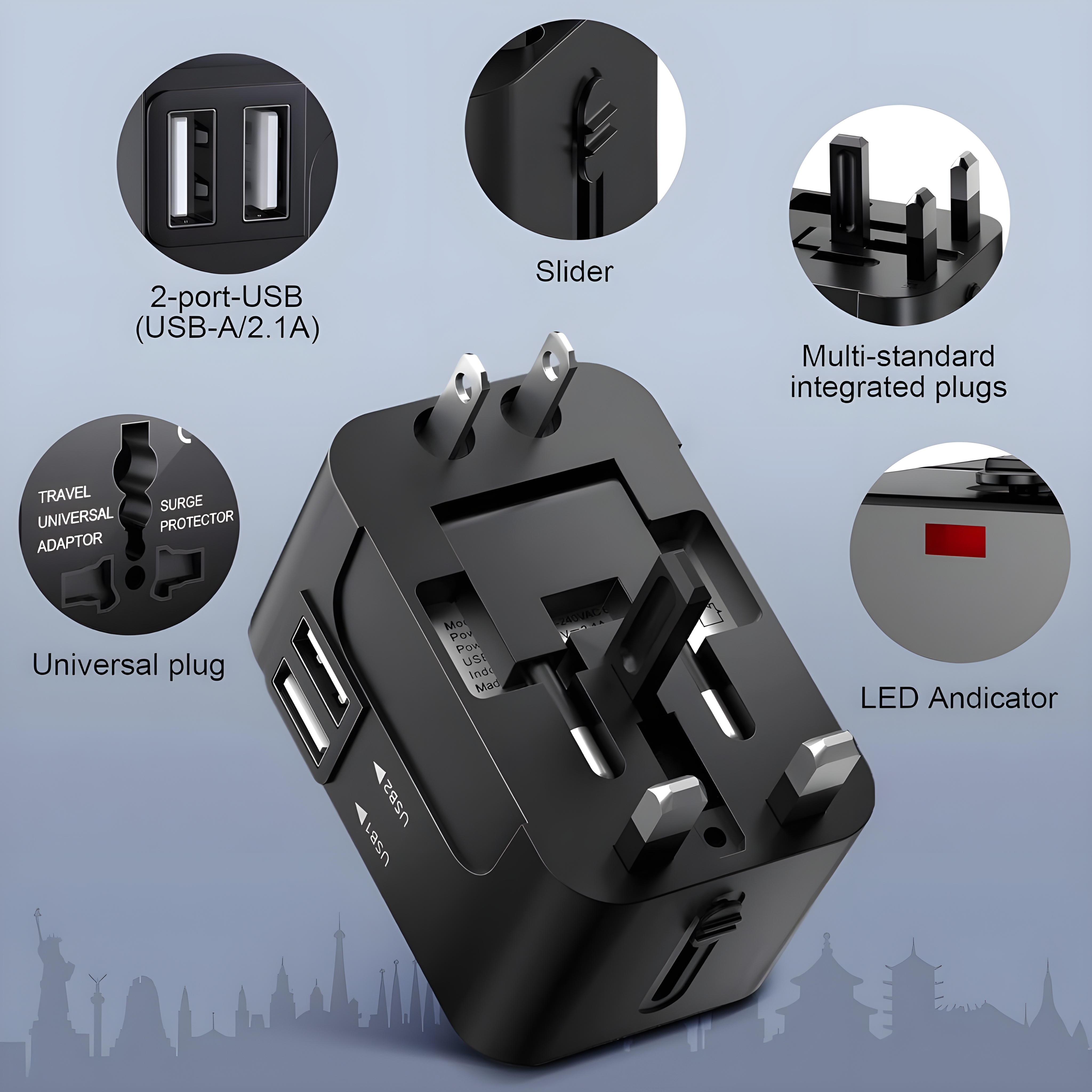 Universal Travel Adapter All in One | International Power Plug Socket ...