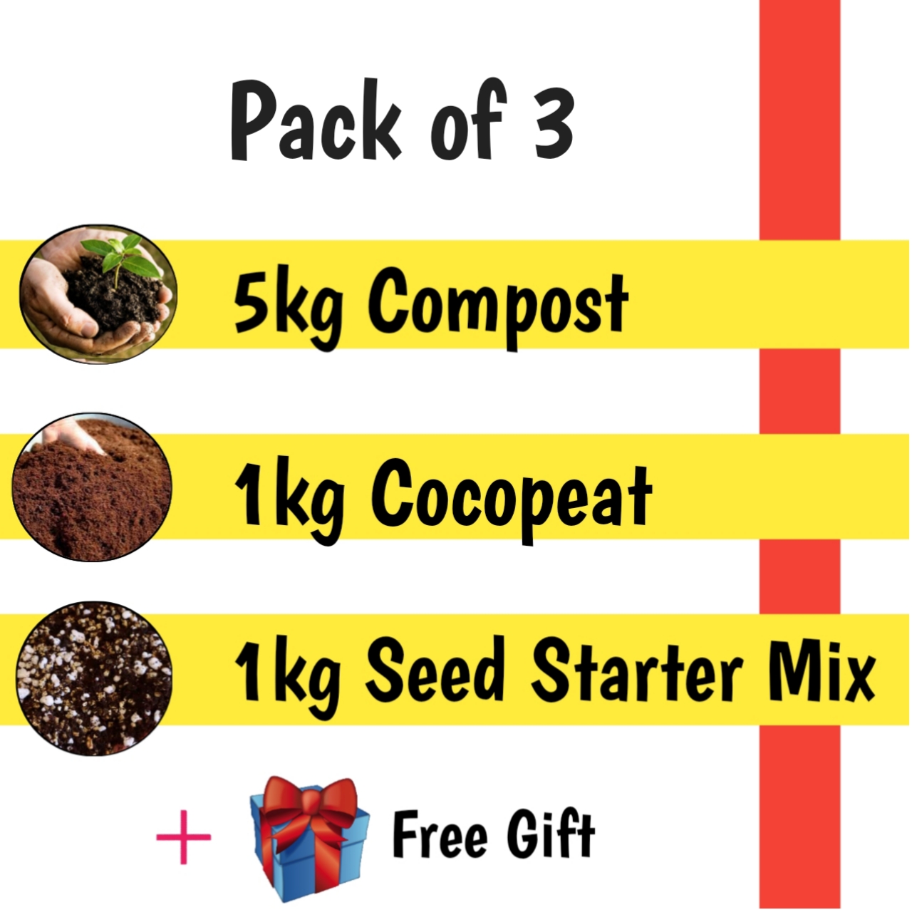 Deal of 1kg cocopeat with gift. or pack of 3 5kg Compost , 1kg copeat ...