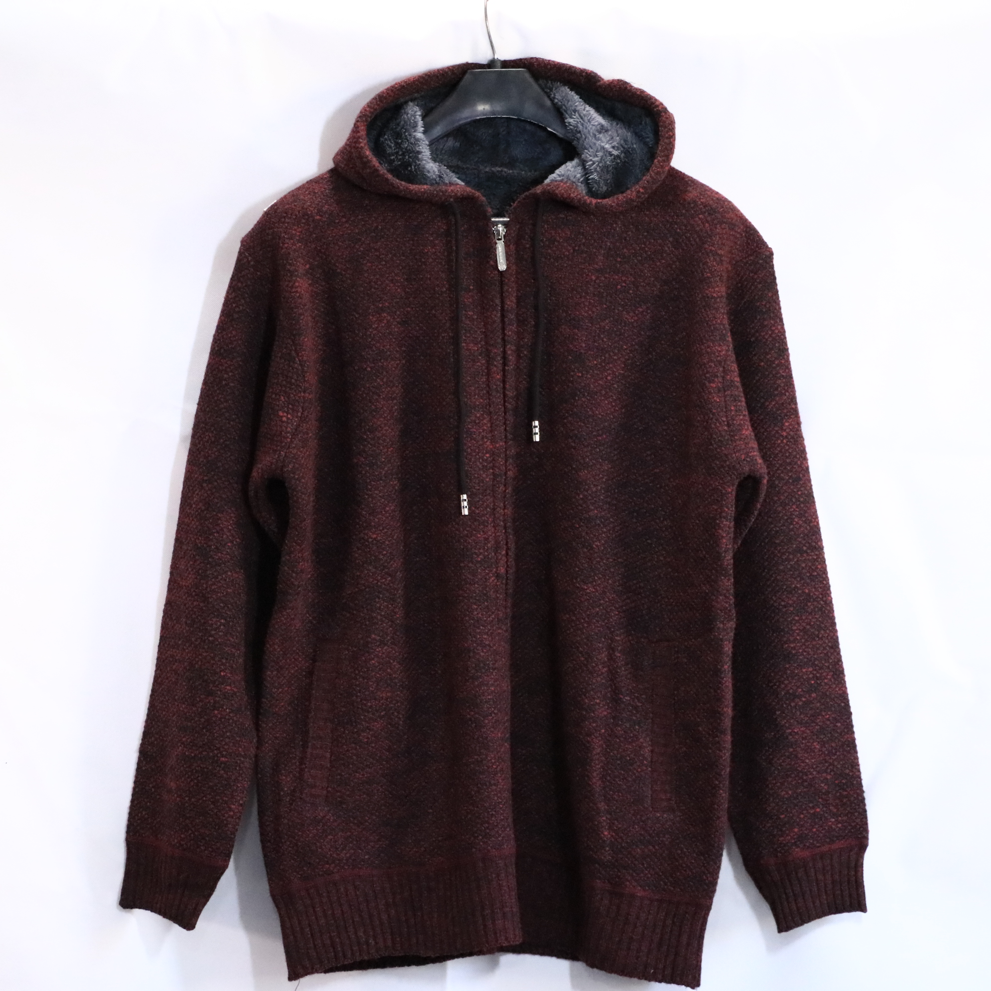New High Quality Maroon Color Zipper Style Sweater with Hoodie For Men ...