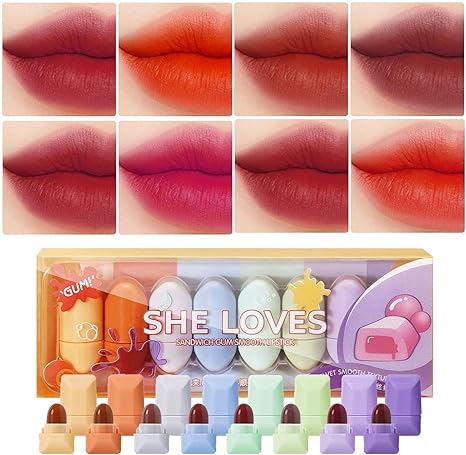 Beauty Glelanzi Mini Capsule Lipstick Set Cute Matte Lipstick Velvet ...