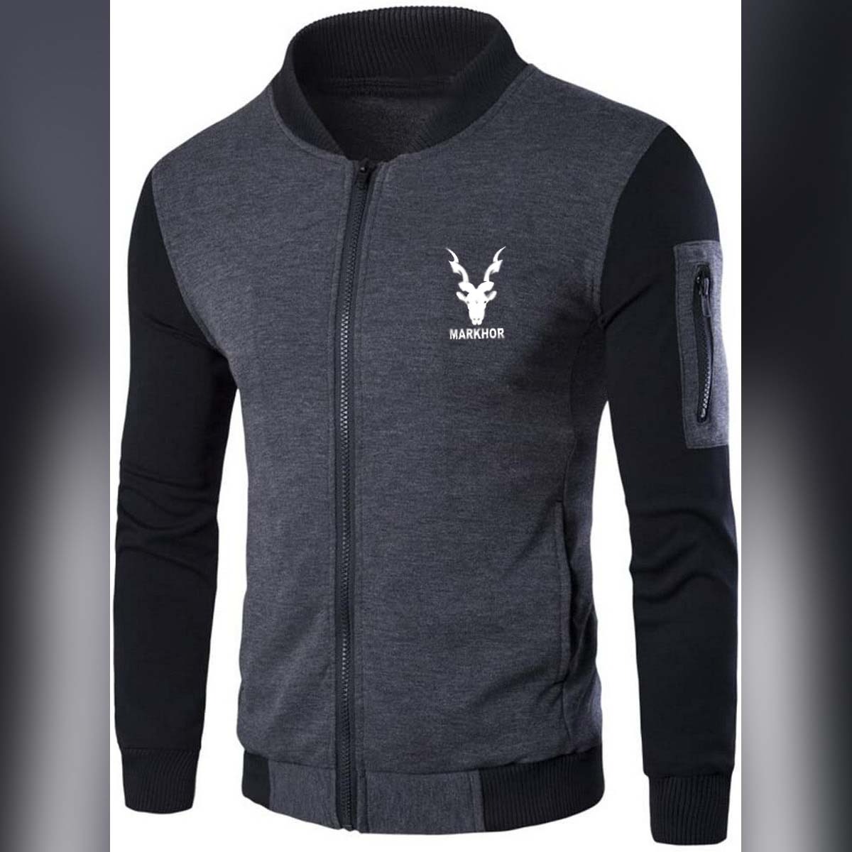 Black Sleeve Zipper Style Jacket For Men | Daraz.pk