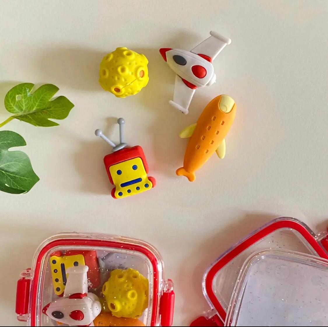 1 box of 4 small / mini erasers (1-3cm) / fancy erasers / rubbers ...