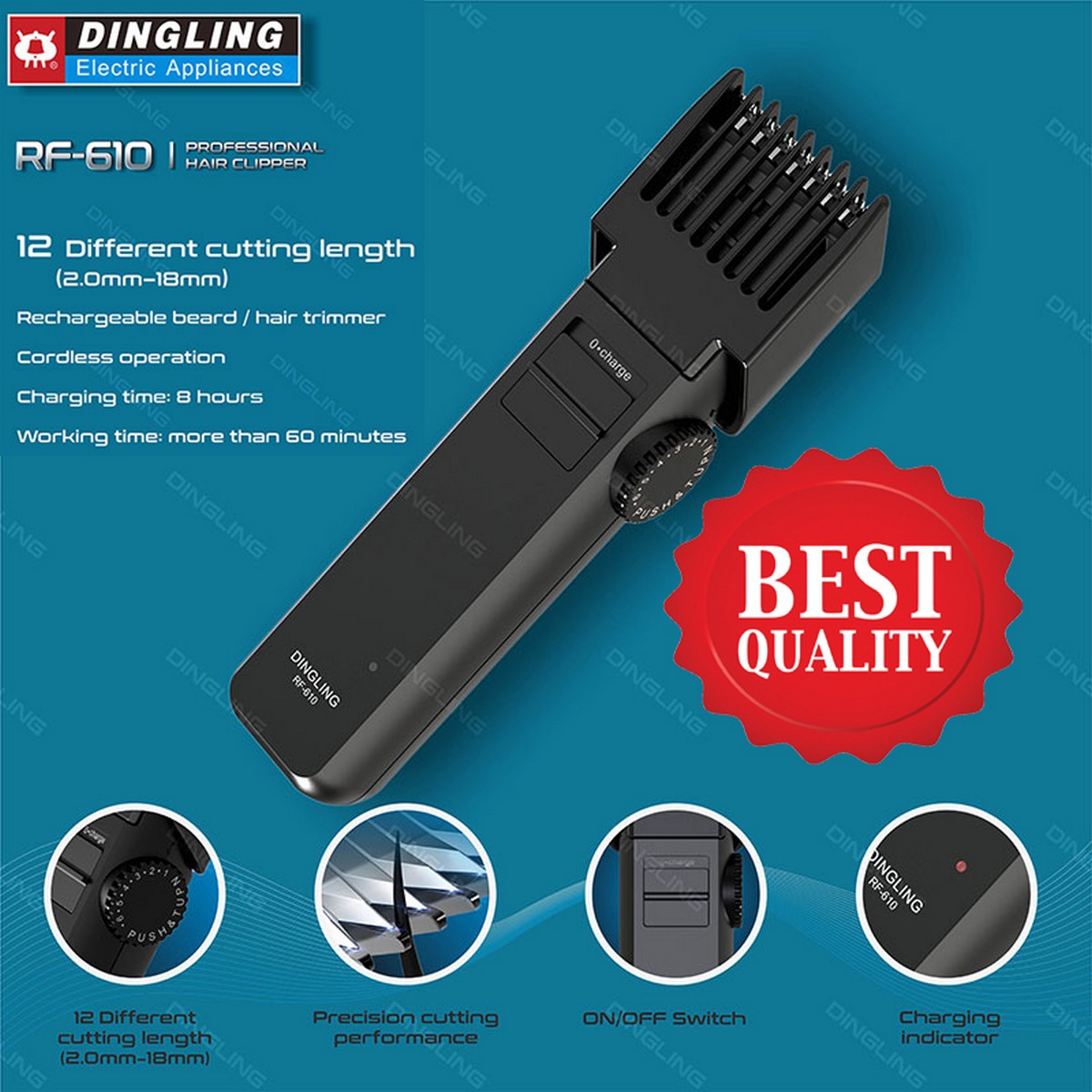 Dingling RF-610 Hair AND BEARD Trimmer For Men RF 610 HAIR CLIPPER ...