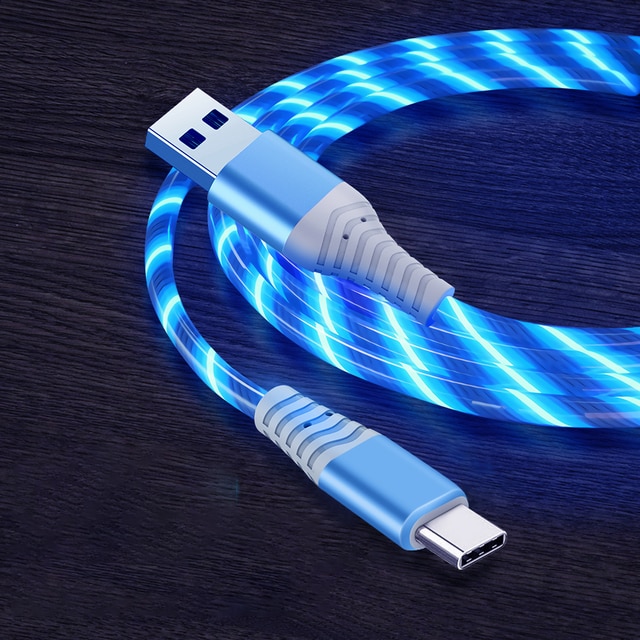 【NEW】 3A Glowing Cable Micro USB Type C Cable Fast Charging For Iphone ...