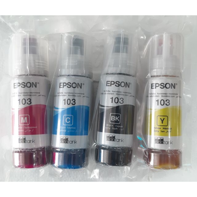 Epson 103 Original Ink Bottle Set ( Black / Cyan / Yellow / Magenta ...