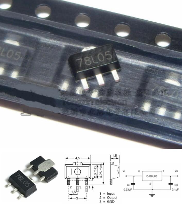 10pcs 78L05 7805 Voltage Regulator 5V 100mA SOT-89 SMD | Daraz.pk