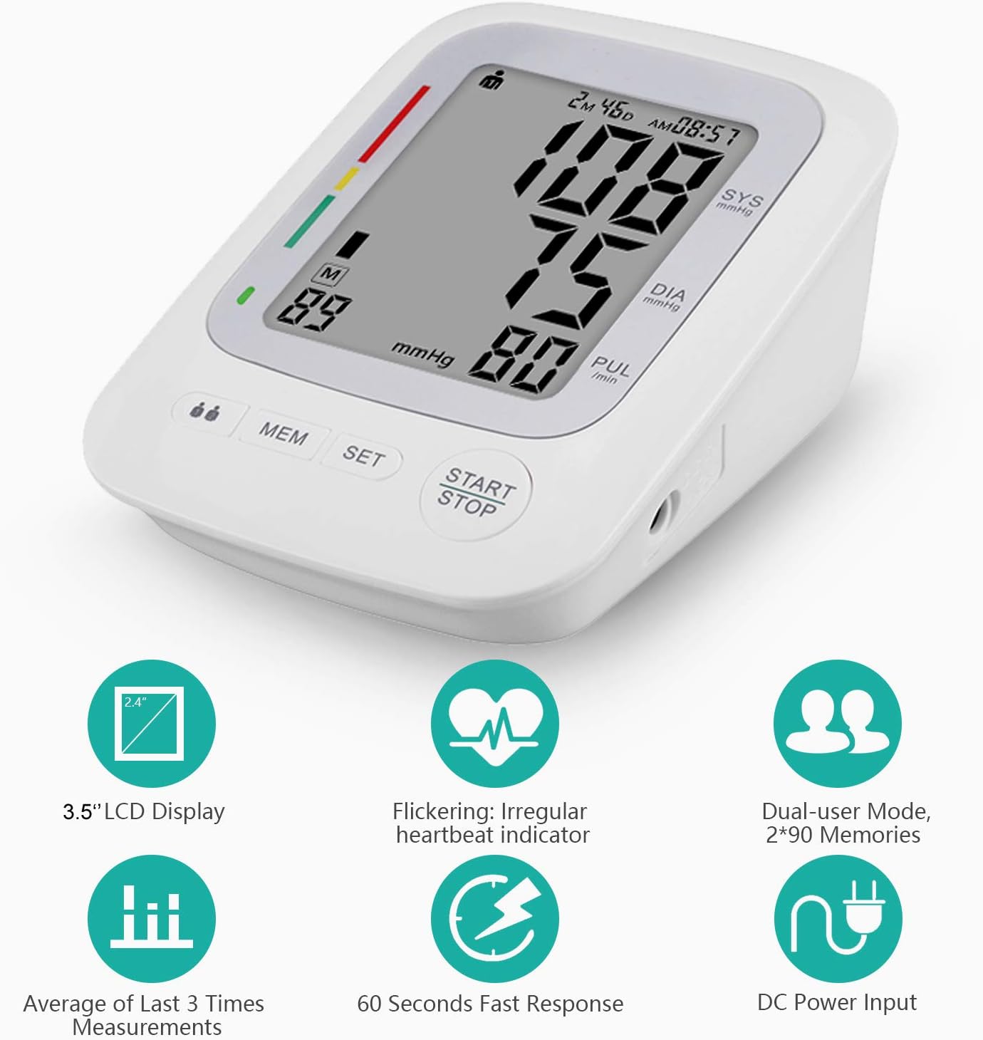 Blood Pressure Monitor Upper Arm Automatic Digital BP Monitor Large ...