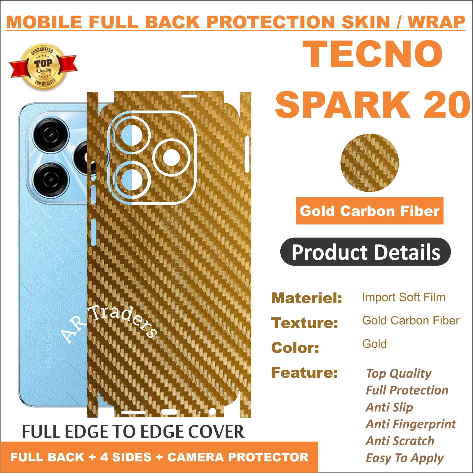 TECNO Spark 20 FULL BACK 360 premium Protection Skin Wrap Full cover ...