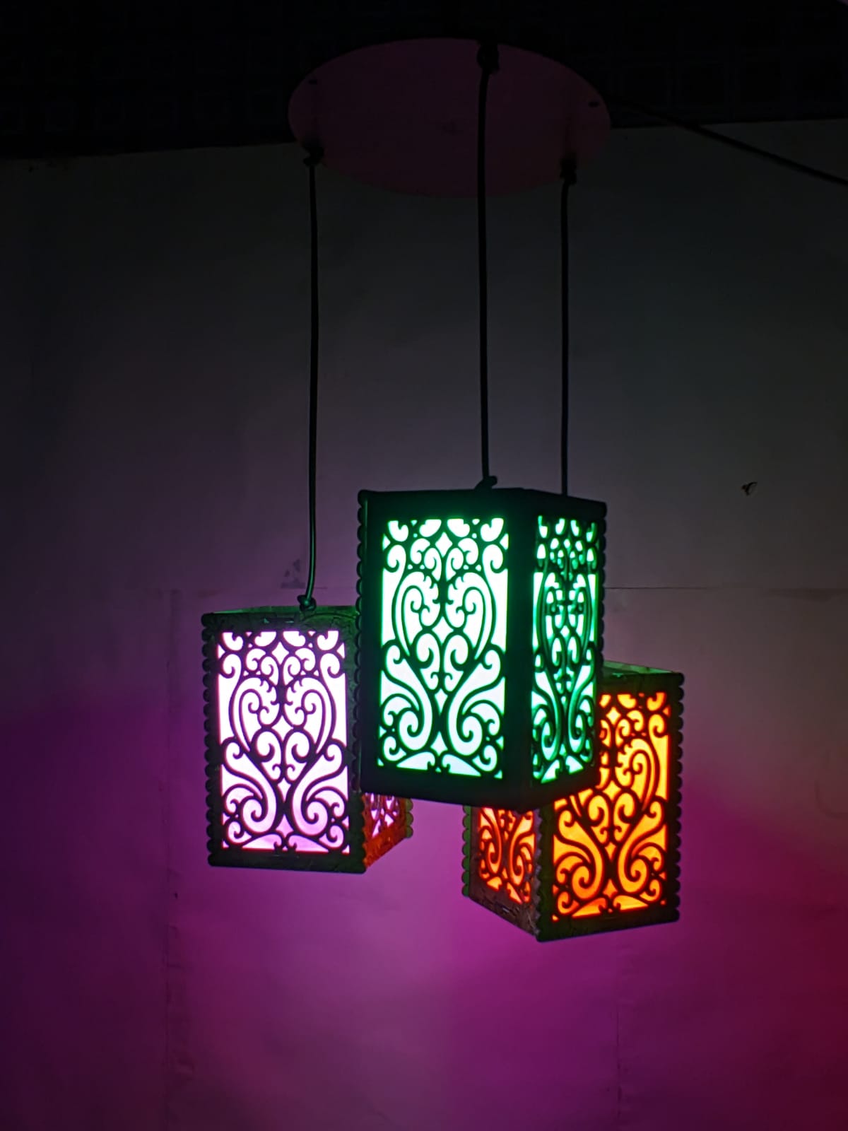 3in1 multicolored hanging light lamps with bright LED lights inside ...