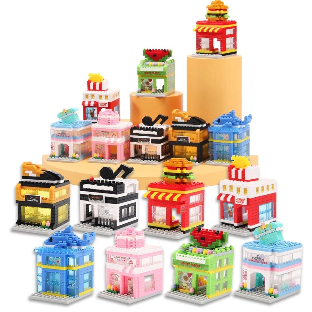 Architecture Street View Building Blocks Store Shop House Model DIY ...