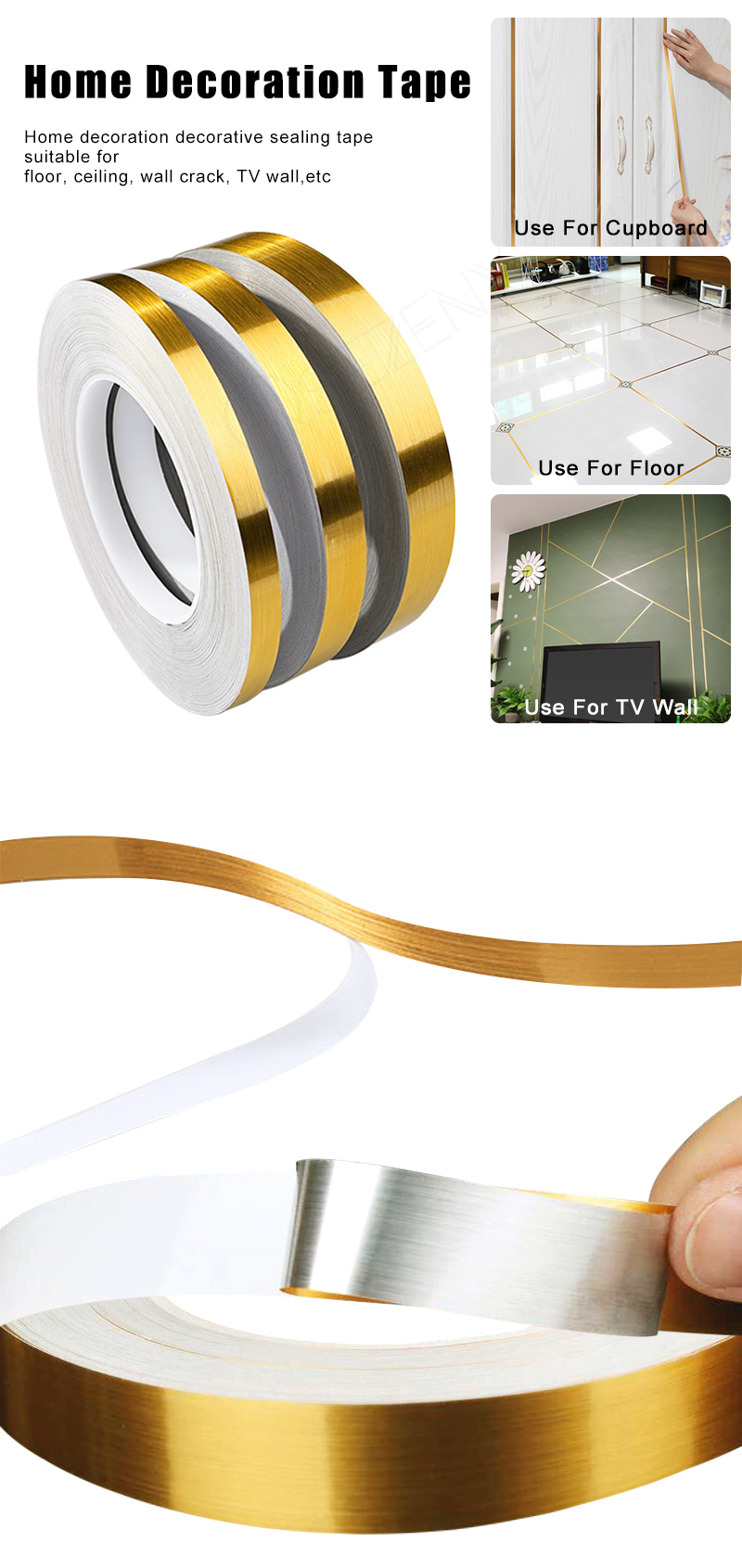 50M Home Decoration Tile Gap Tape Self-adhesive Tape Floor Wall Seam ...