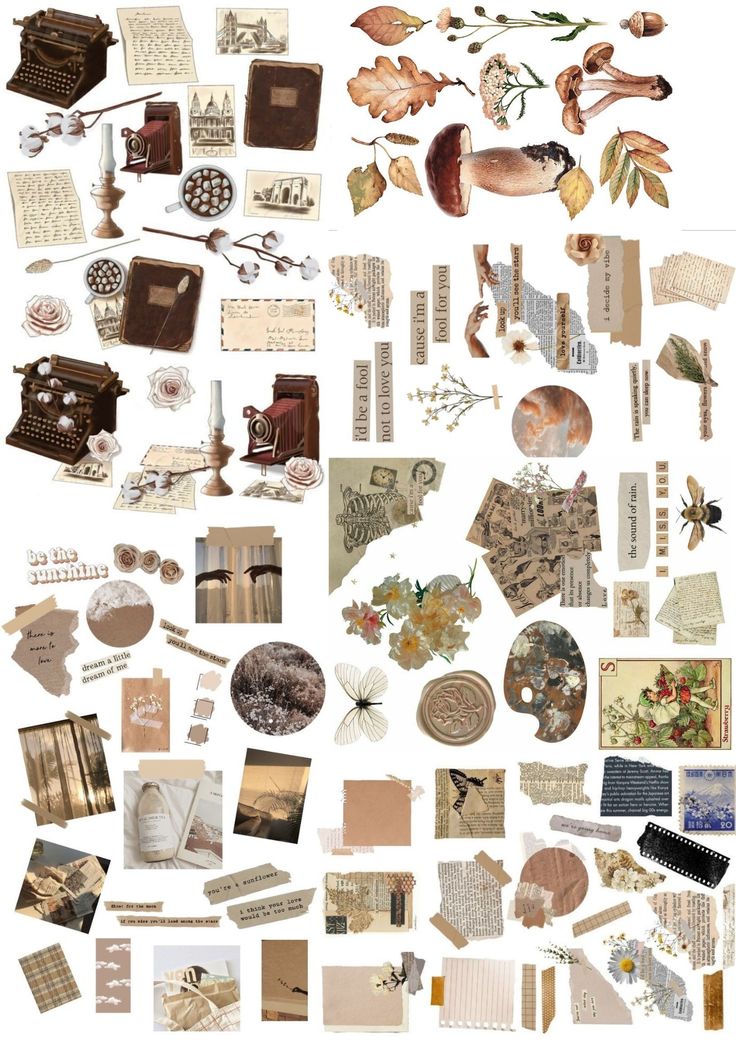 Vintage Brown theme Journaling Stickers, cute stickers, A5 uncut ...