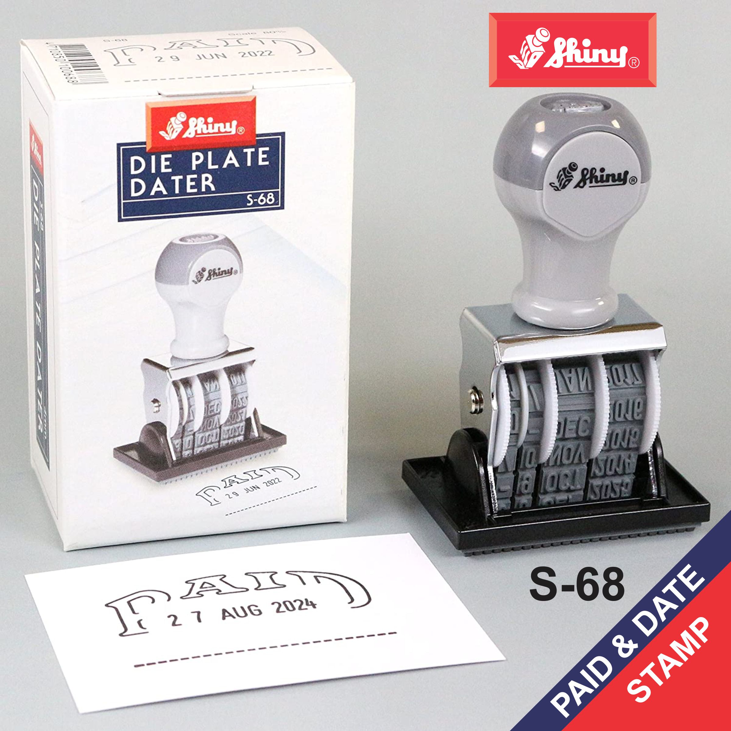 SHINY S-68 Dater Rubber Stamp With "Paid" Message And Signature Place ...