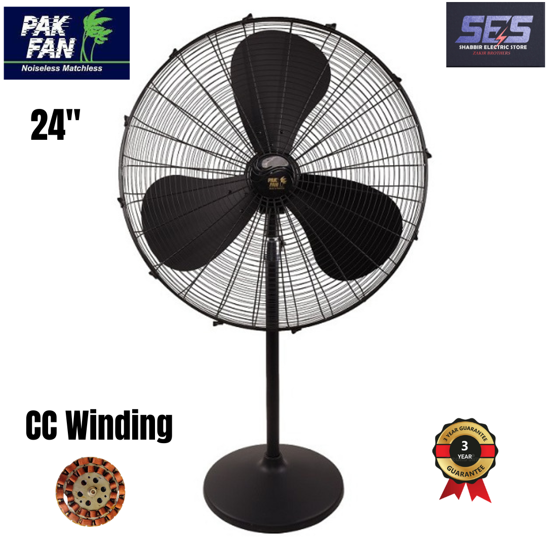 PAK FAN Pedestal fan china copper wire stand fan 24 inch metal body ...