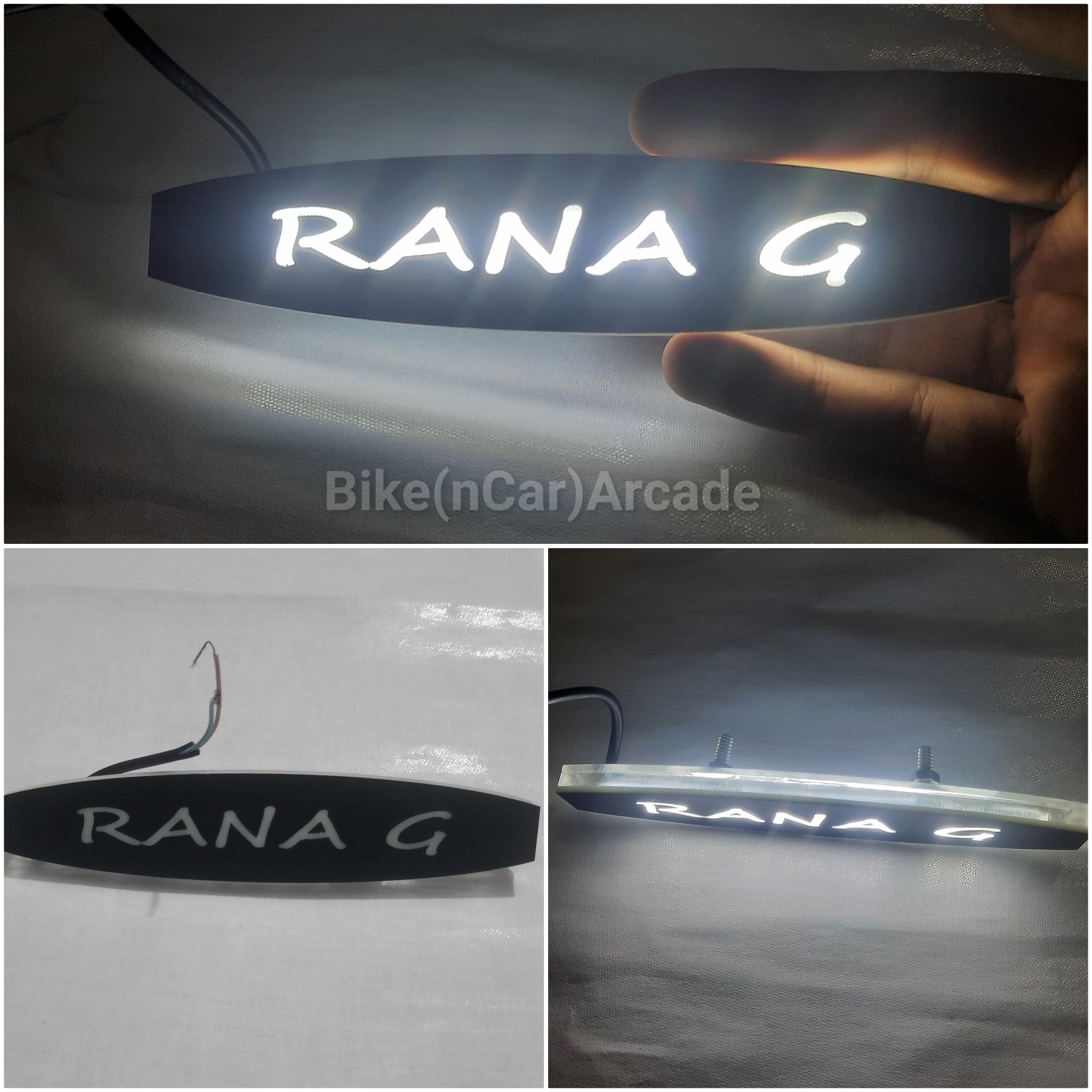 Rana G Motorcycle LED Monogram for FRONT Universal Names Glowing WHITE ...